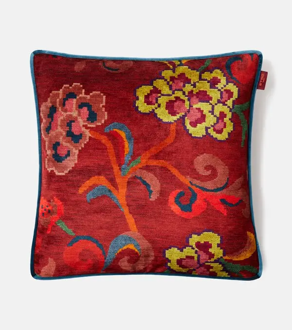 Etro Nimphea Floral Velvet Cushion - Multicoloured