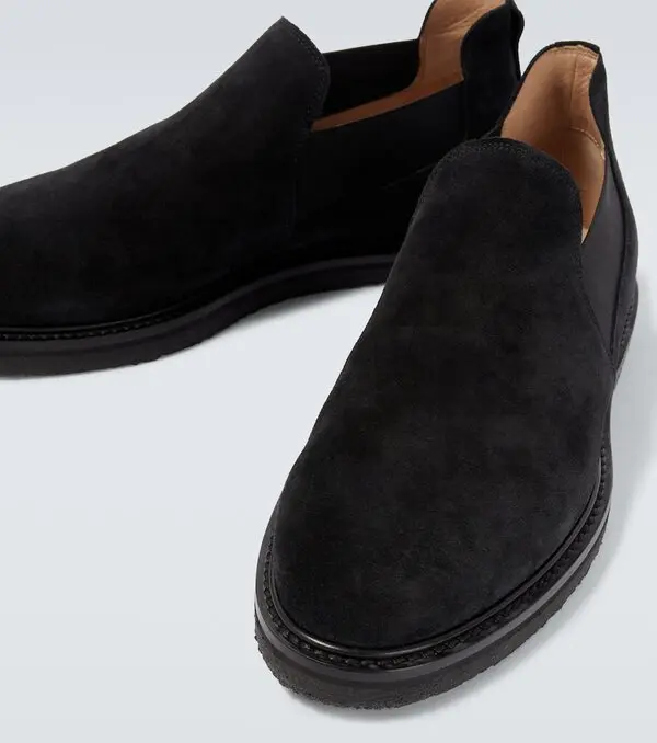 THE ROW Parker Suede Slip-on Loafers - Black