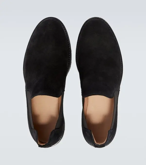 THE ROW Parker Suede Slip-on Loafers - Black