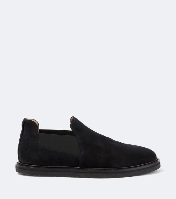 THE ROW Parker Suede Slip-on Loafers - Black