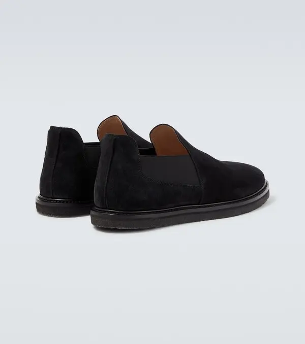 THE ROW Parker Suede Slip-on Loafers - Black