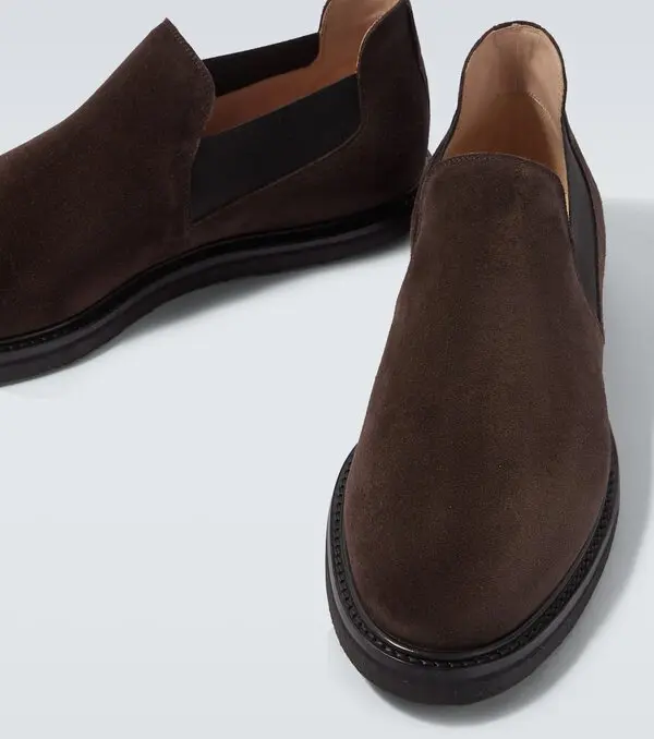 THE ROW Parker Suede Slip-on Loafers - Brown