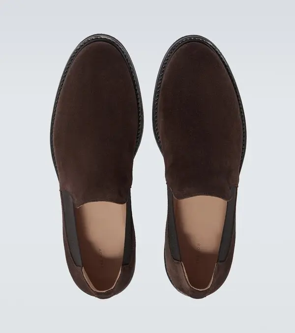 THE ROW Parker Suede Slip-on Loafers - Brown