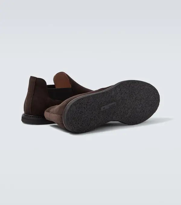 THE ROW Parker Suede Slip-on Loafers - Brown