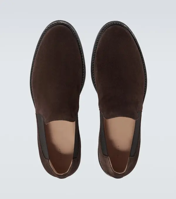 THE ROW Parker Suede Slip-on Loafers