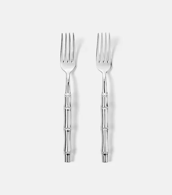 Gucci Bamboo Set Of 2 -plated Forks - Silver