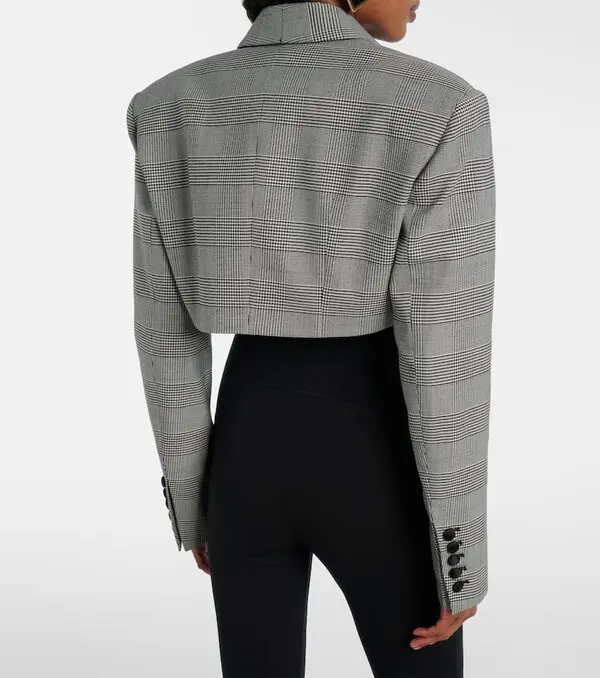 Balmain Houndstooth Cropped Wool-blend Blazer