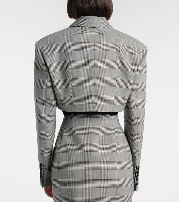 Balmain Houndstooth Cropped Wool-blend Blazer