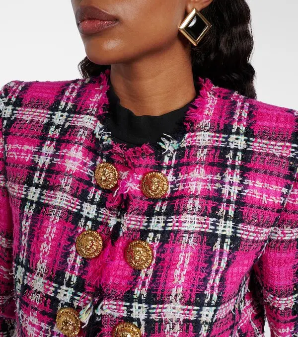 Balmain Checked Cotton And Wool-blend Tweed Jacket