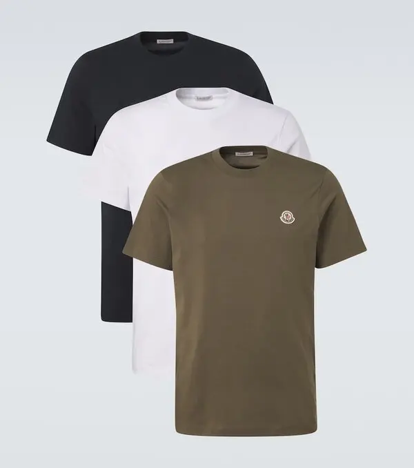 Moncler Set Of 3 Cotton Jersey T-shirts - Multicoloured