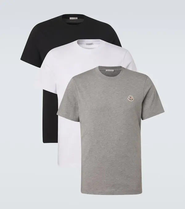 Moncler Set Of 3 Cotton Jersey T-shirts - Multicoloured