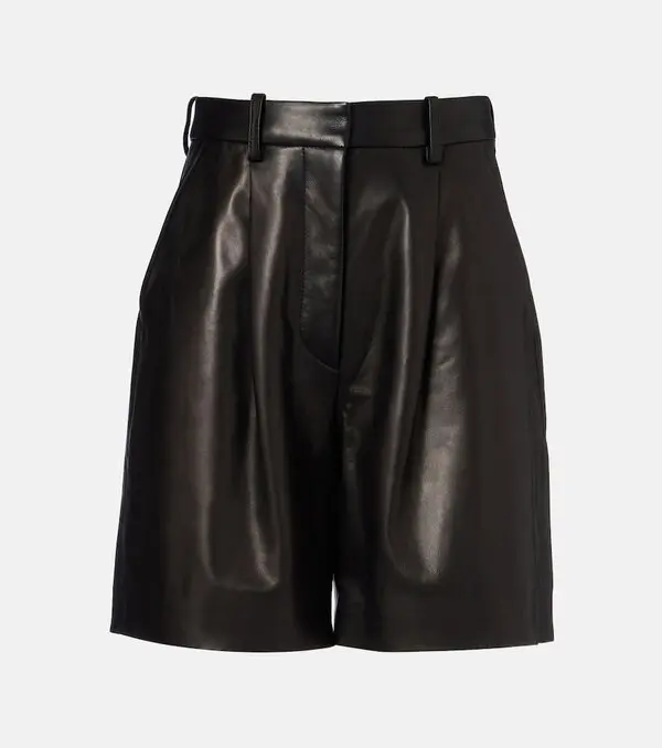 JOSEPH Suze Leather Shorts - Black
