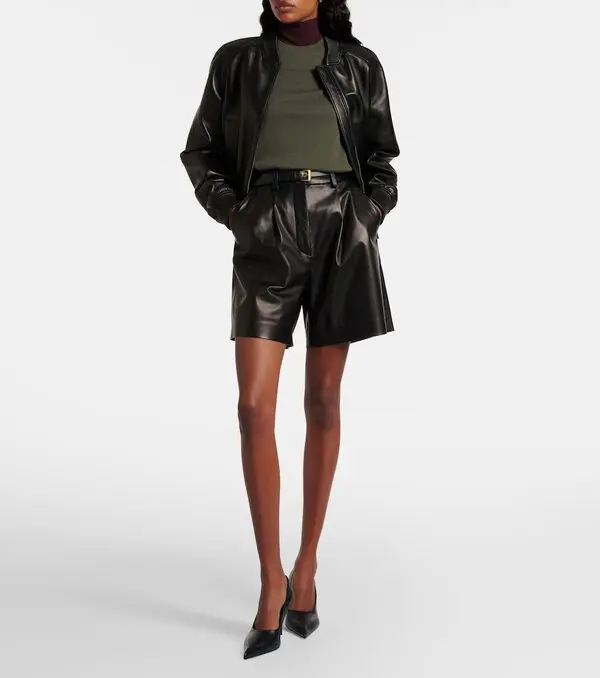 JOSEPH Suze Leather Shorts