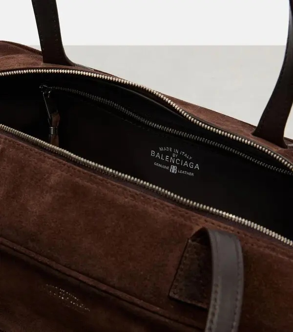 Balenciaga Carrie Small Suede Shoulder Bag - Brown