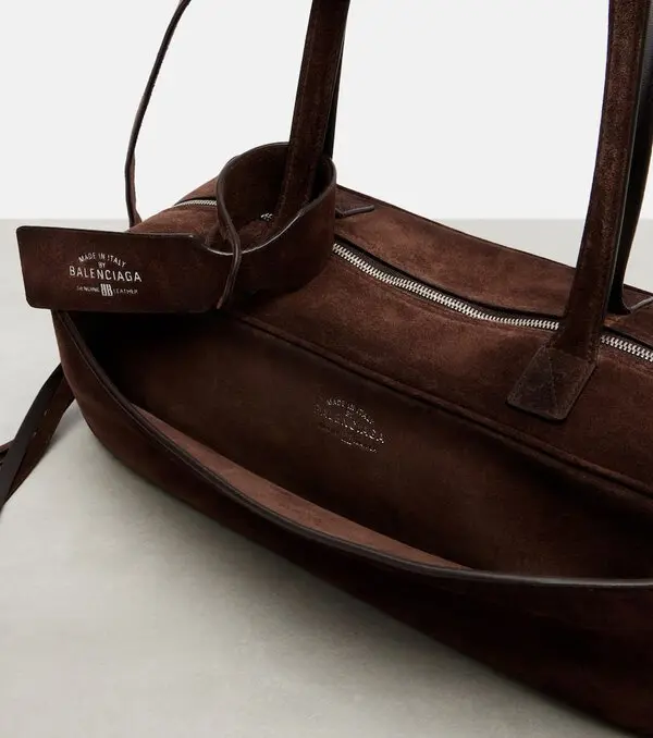 Balenciaga Carrie Small Suede Shoulder Bag - Brown