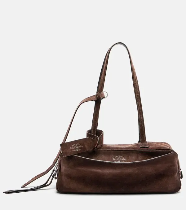 Balenciaga Carrie Small Suede Shoulder Bag - Brown