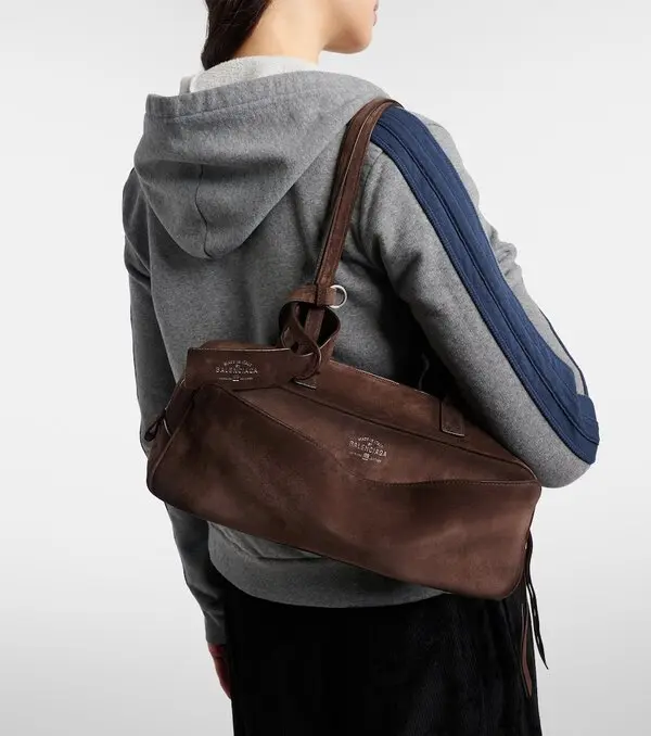 Balenciaga Carrie Small Suede Shoulder Bag - Brown