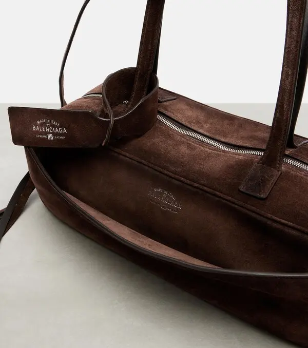 Balenciaga Carrie Small Suede Shoulder Bag - Brown