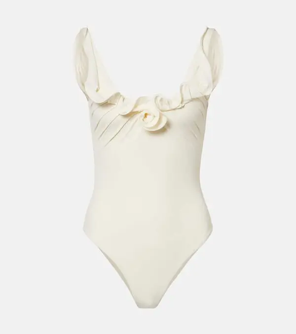 Magda Butrym Floral-appliqué Swimsuit - White