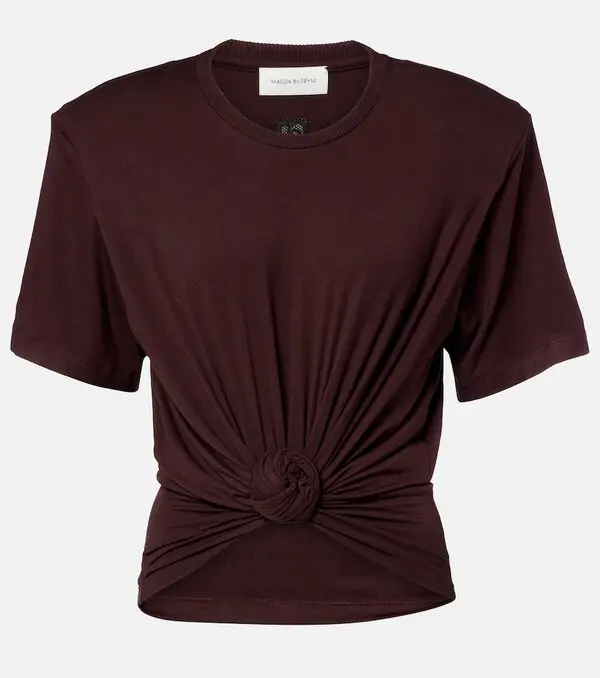 Magda Butrym Floral-appliqué Jersey T-shirt - Brown