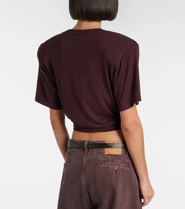 Magda Butrym Floral-appliqué Jersey T-shirt - Brown