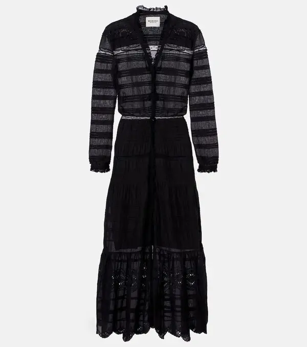 MARANT ETOILE Daniva Lace-trimmed Midi Dress - Black