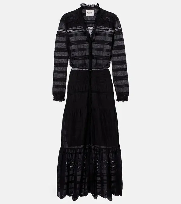 MARANT ETOILE Daniva Lace-trimmed Midi Dress - Black