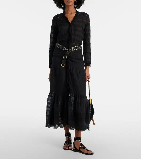 MARANT ETOILE Daniva Lace-trimmed Midi Dress - Black