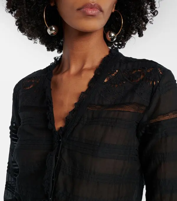 MARANT ETOILE Daniva Lace-trimmed Midi Dress - Black
