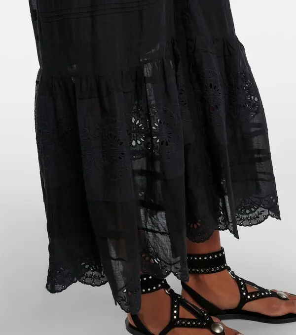 MARANT ETOILE Daniva Lace-trimmed Midi Dress - Black
