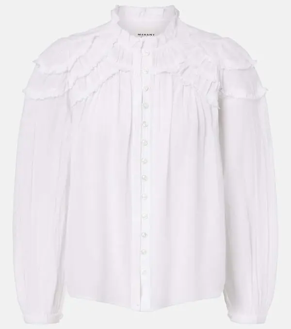 MARANT ETOILE Christa Ruffled Cotton-blend Blouse - White