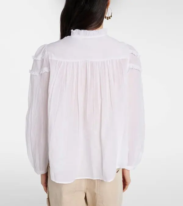 MARANT ETOILE Christa Ruffled Cotton-blend Blouse - White