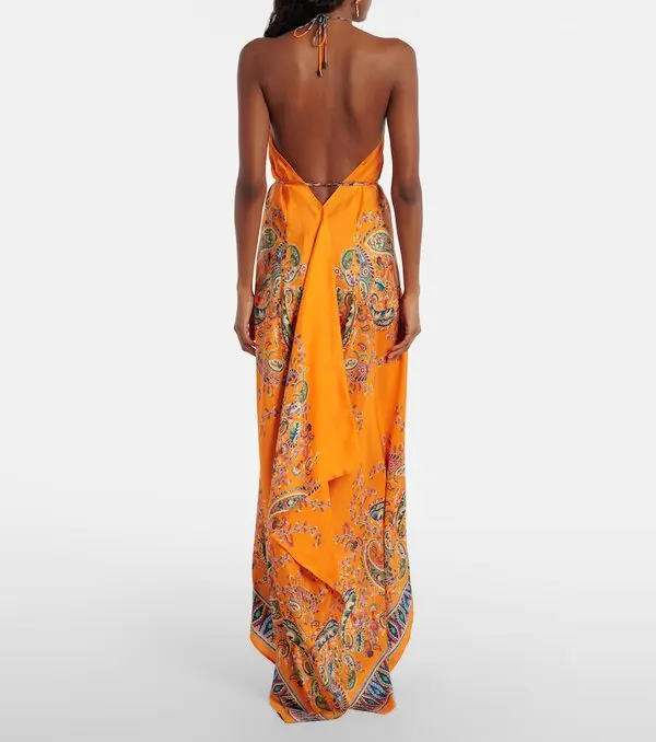 Etro Paisley Asymmetric Maxi Dress - Orange