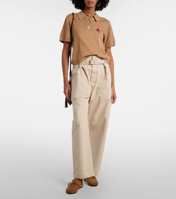 MARANT ETOILE Althea Cotton And Wool Polo Shirt - Beige
