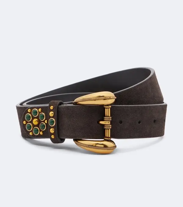 Etro Embellished Suede Belt - Brown