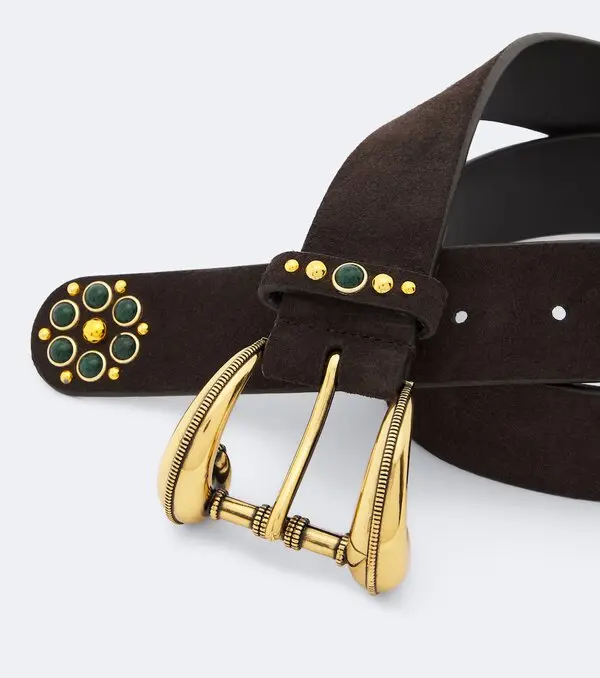 Etro Embellished Suede Belt - Brown
