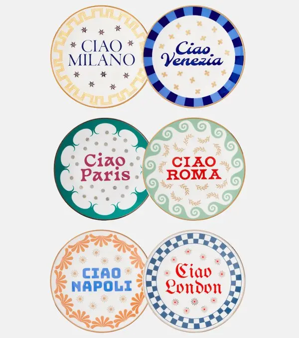 BITOSSI Set Of 6 Porcelain Plates - Multicoloured