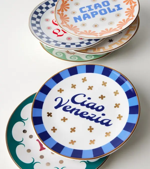 BITOSSI Set Of 6 Porcelain Plates - Multicoloured