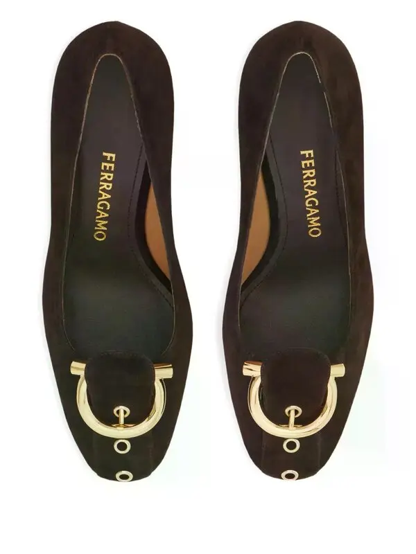 FERRAGAMO Gancini Block-heel Pumps - Brown