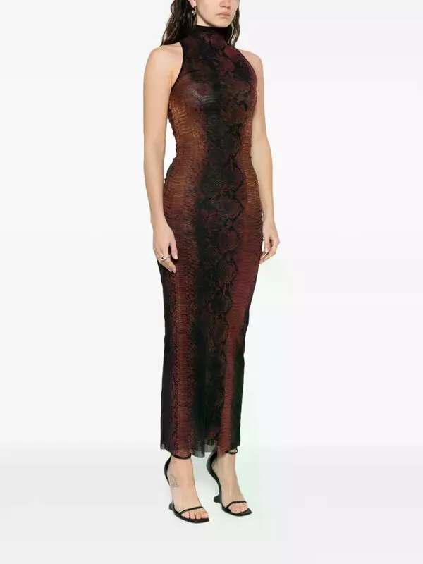 JEAN PAUL GAULTIER Python-print Maxi Dress - Brown