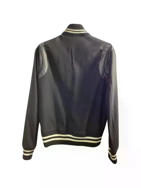 Saint Laurent Teddy Leather-sleeve Varsity Jacket