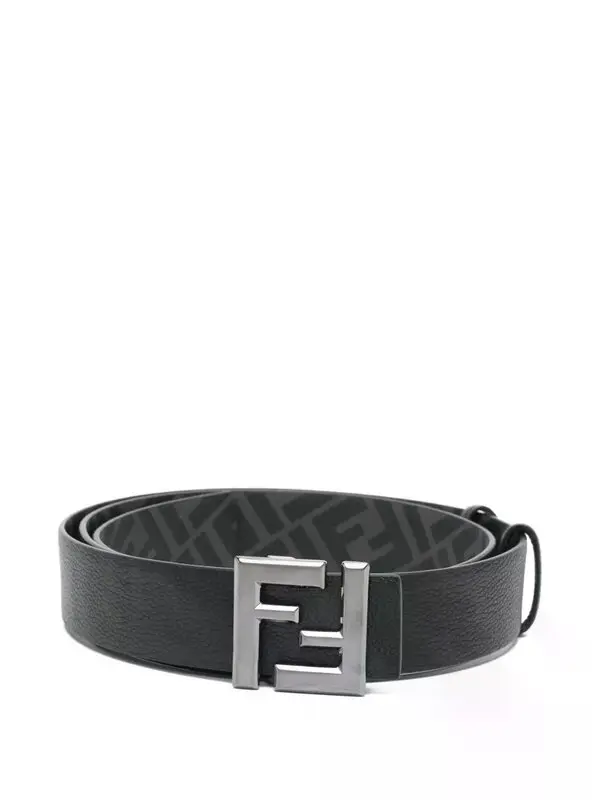 Fendi Ff-logo Leather Belt - Black