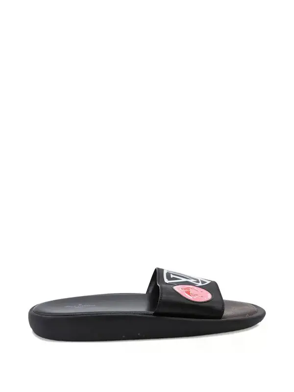 LOUIS VUITTON Flamingo Patch Leather Slides