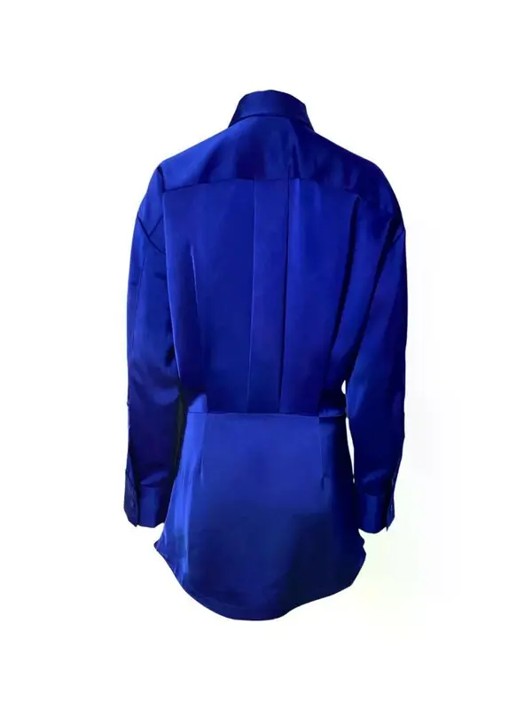 Attico Pleated Shirt Dress - Blue