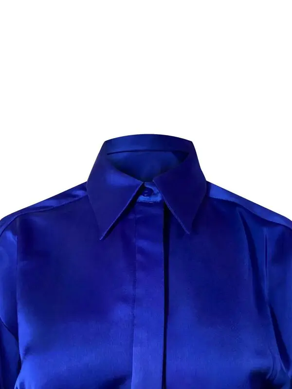 Attico Pleated Shirt Dress - Blue