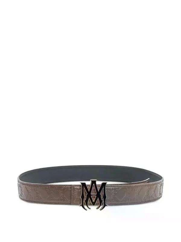 Amiri Embossed Buckle Leather Belt - Brown