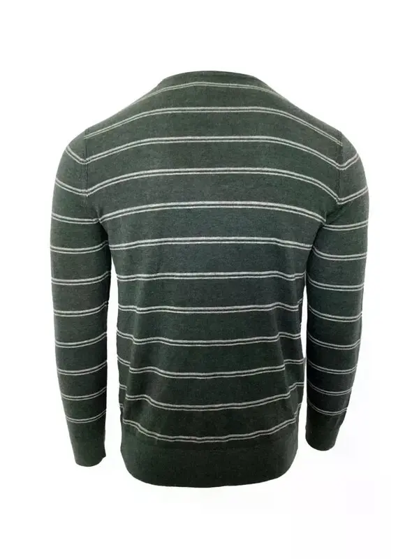 Theory Riland Striped Crew-neck Sweater - Green