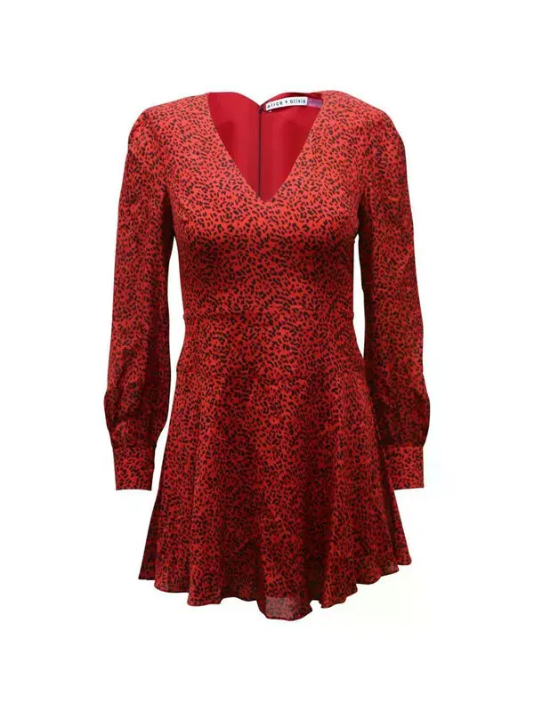 Alice + Olivia Leopard-print Long-sleeve Dress