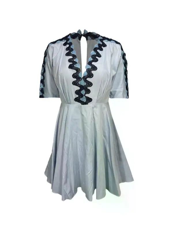 Sandro Embroidered Pleated Mini Dress