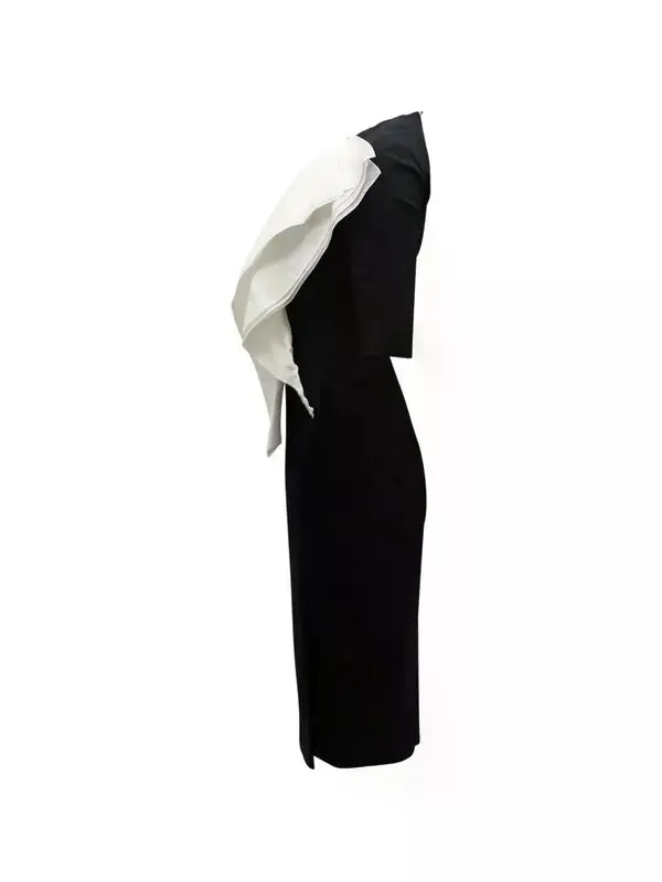 Antonio Berardi Ruffle Zip Sheath Midi Dress - Black